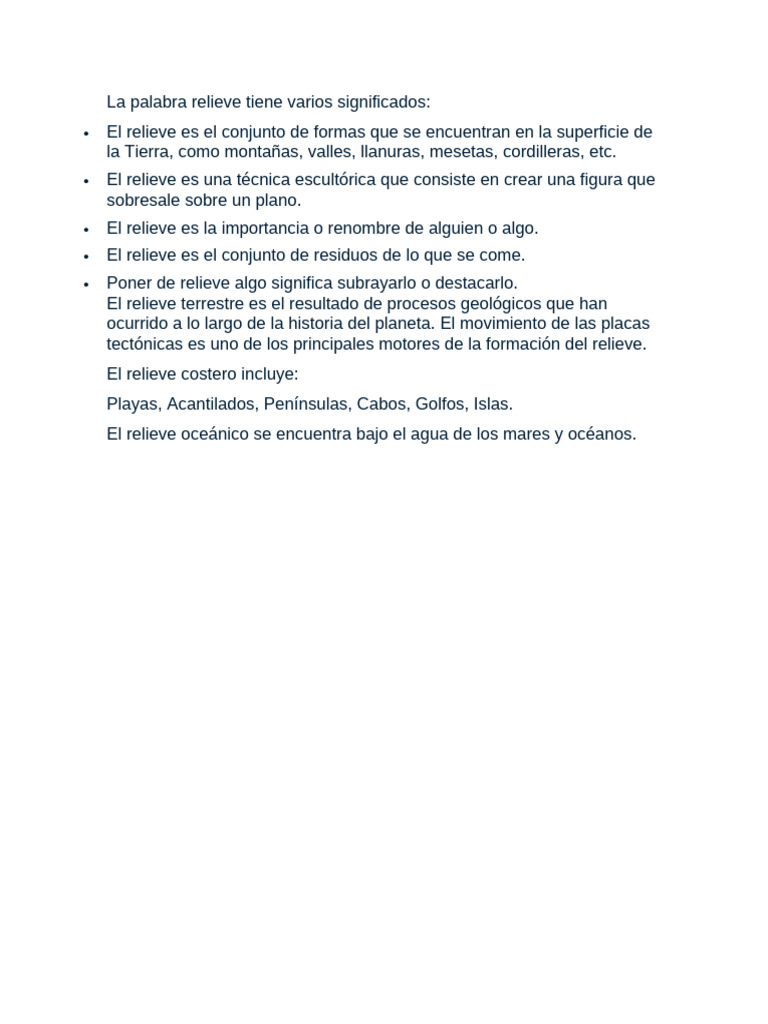 Significado de Relieve en Geografía | PDF