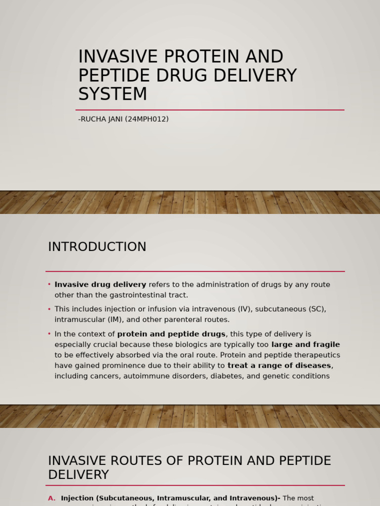 Invasive Protein and Peptide Drug Delivery System | PDF | Injection ...