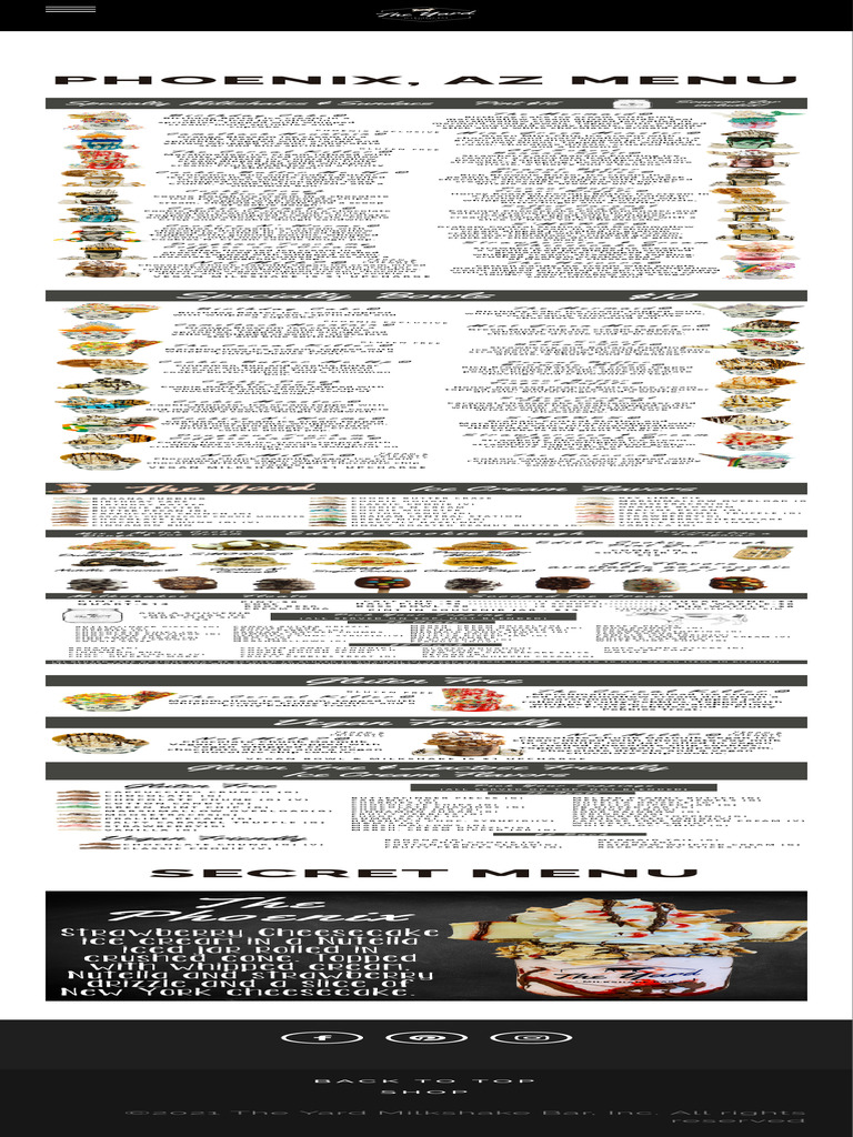 Phoenix, AZ Menu - The Yard Milkshake Bar - As Seen On Shark Tank | PDF