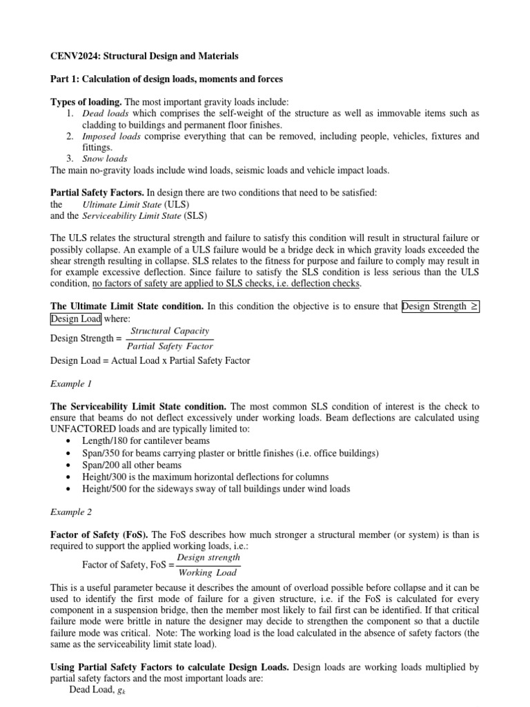 1 Design Loads - Notes | PDF | Structural Load | Strength Of Materials