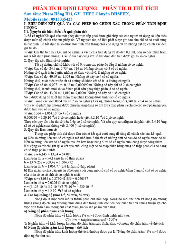 08. PHAN TICH DINH LUONG. PHAN TICH THE TICH | PDF