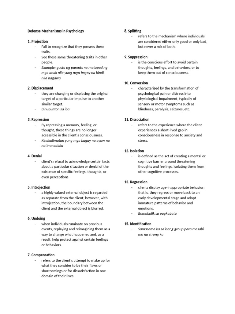 Understanding Defense Mechanisms in Therapy | PDF | Feeling | Abnormal ...