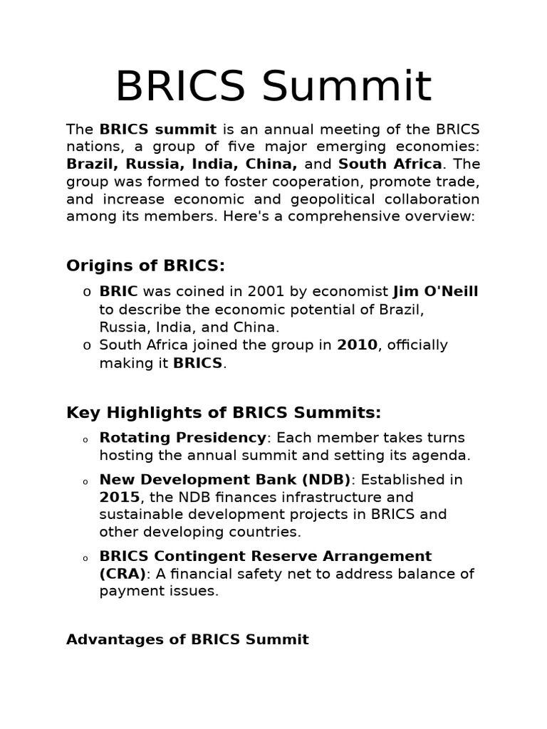 BRICS Summit | PDF | Bric | Economies