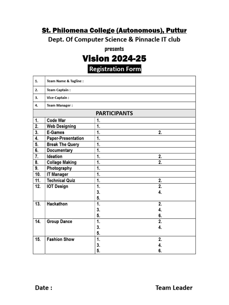 Vision 2024-25 Registration Form | PDF