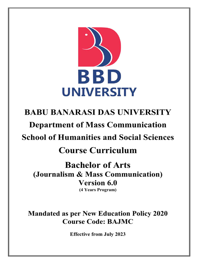 BBDU BA Journalism Curriculum 2023 | PDF | Massive Open Online Course | Lecture