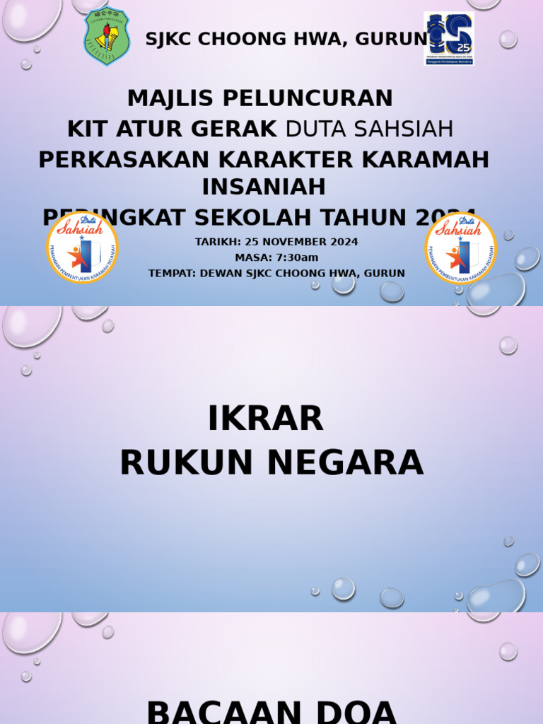 Majlis Peluncuran Kit Atur Gerak Duta Sahsiah 2024 | PDF