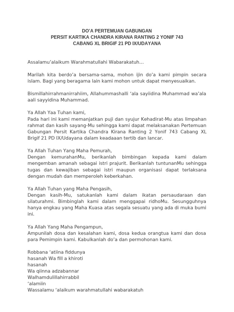 Doa Pertemuan anggota | PDF