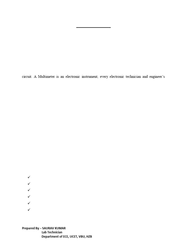 Multimeter Lab Record | PDF | Electricity | Physical Quantities