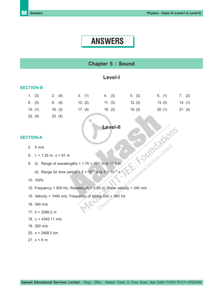 Class IX Physics: Sound Answers & Solutions | PDF | Waves | Sound