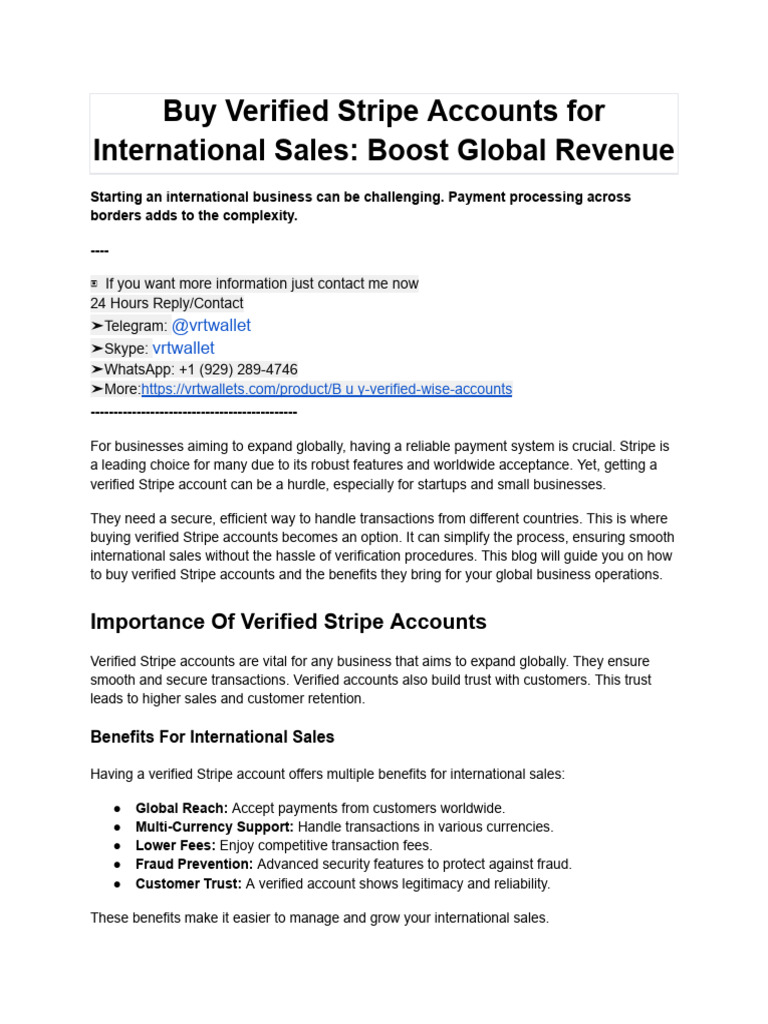 Buy Verified Stripe Accounts Guide | PDF | Regulatory Compliance ...