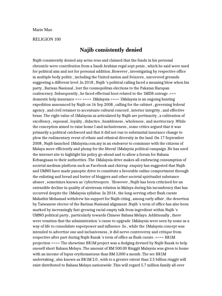 Najib consistently denied | PDF | Najib Razak | Southeast Asia