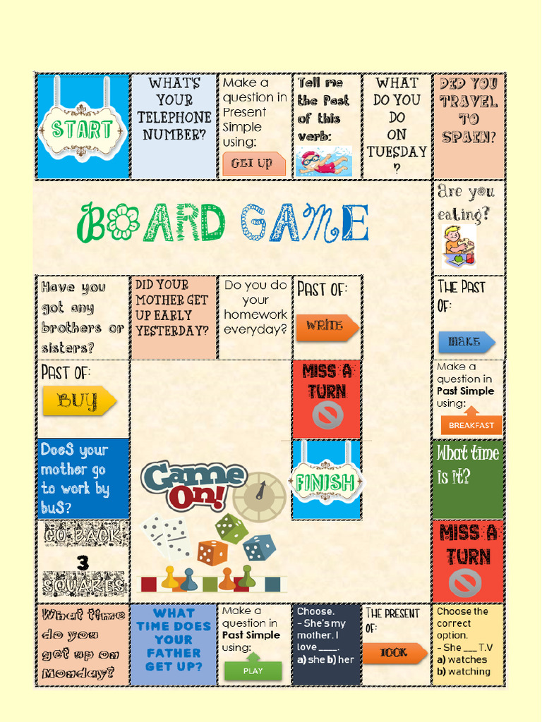 Board Game Present and Past Simple Boardgames | PDF