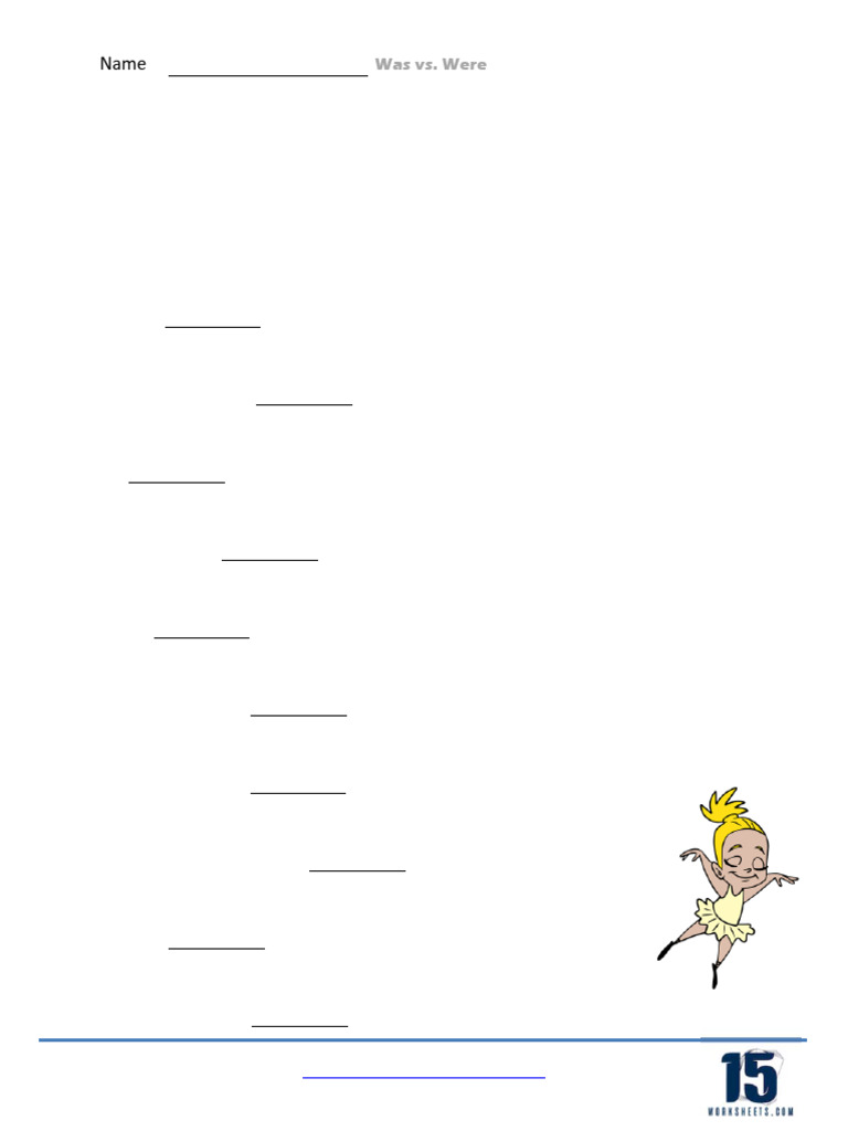 Was vs. Were Worksheet | PDF