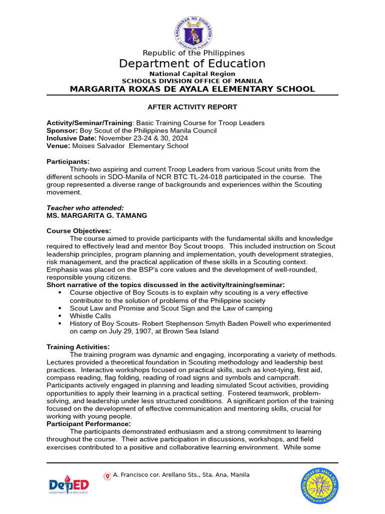 BSP-NARRATIVE REPORT | PDF | Mentorship | Scouting