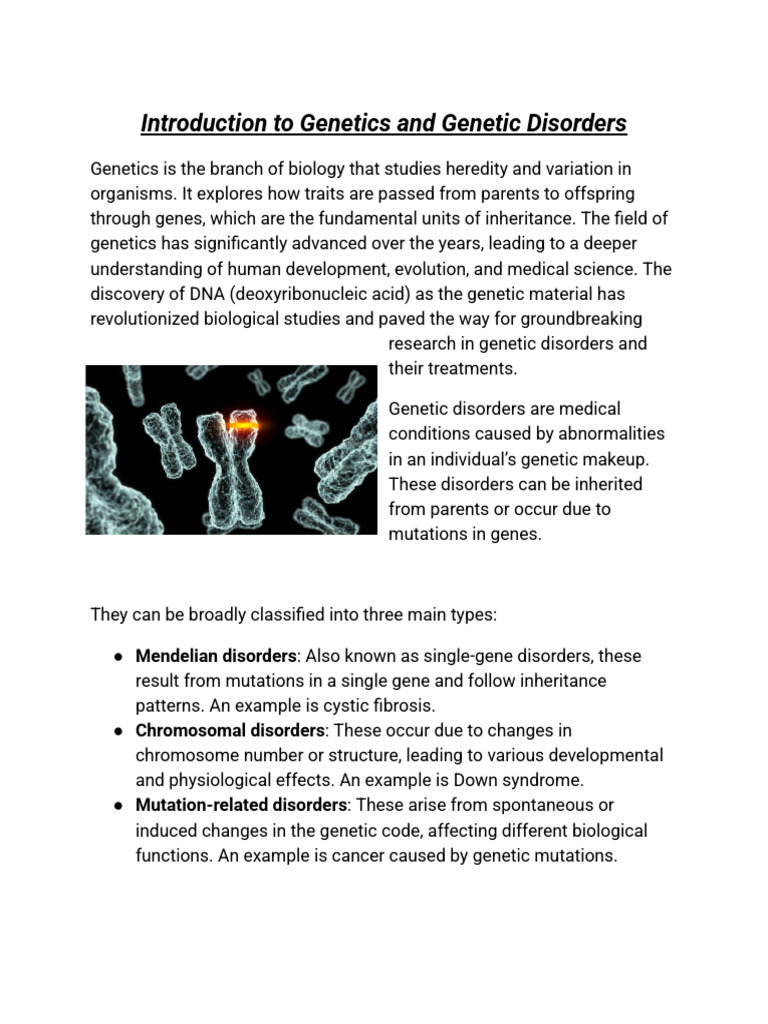 Overview of Genetics and Disorders | PDF | Genetic Disorder | Genetics