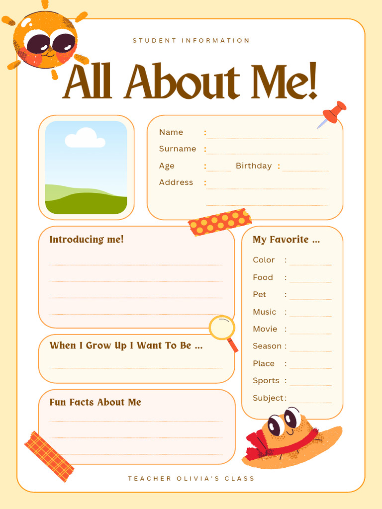 Fun Facts About Me Worksheet | PDF