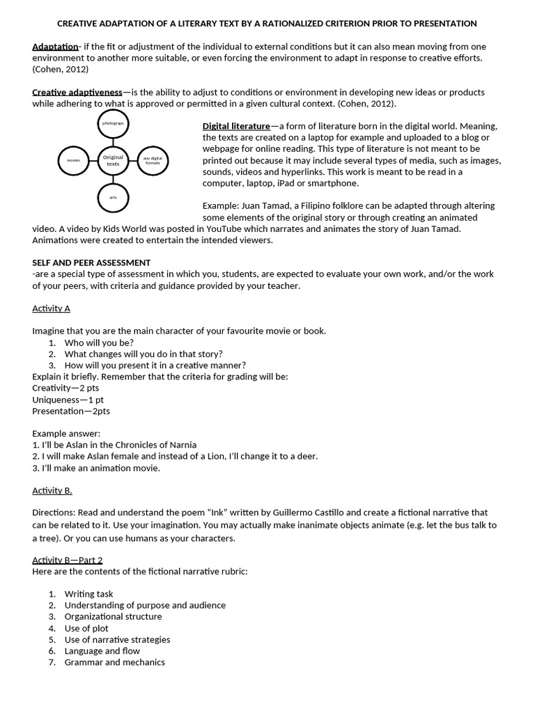 creative adaptation of literary text | PDF | Narrative | Aslan