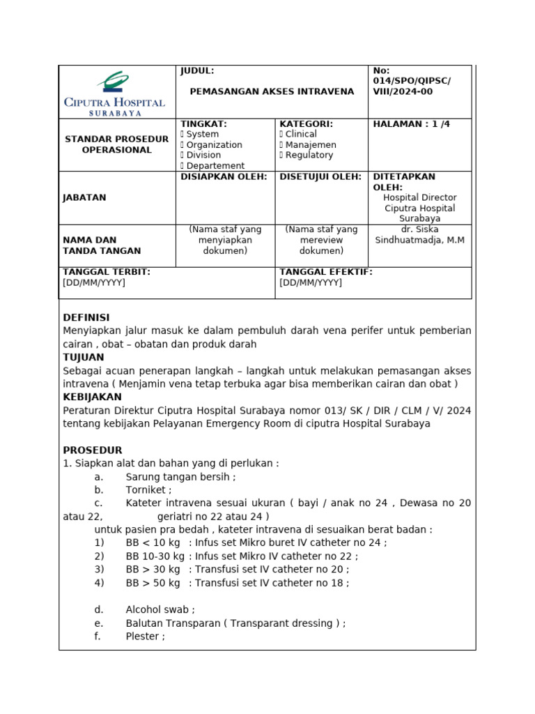 013-Spo-Er - Pemasangan Infus | PDF
