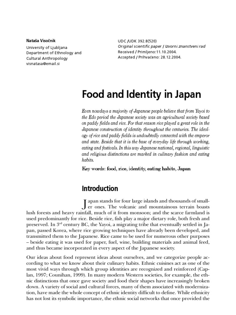 Food and Identity in Japan | PDF | Japanese Cuisine | Identity (Social ...