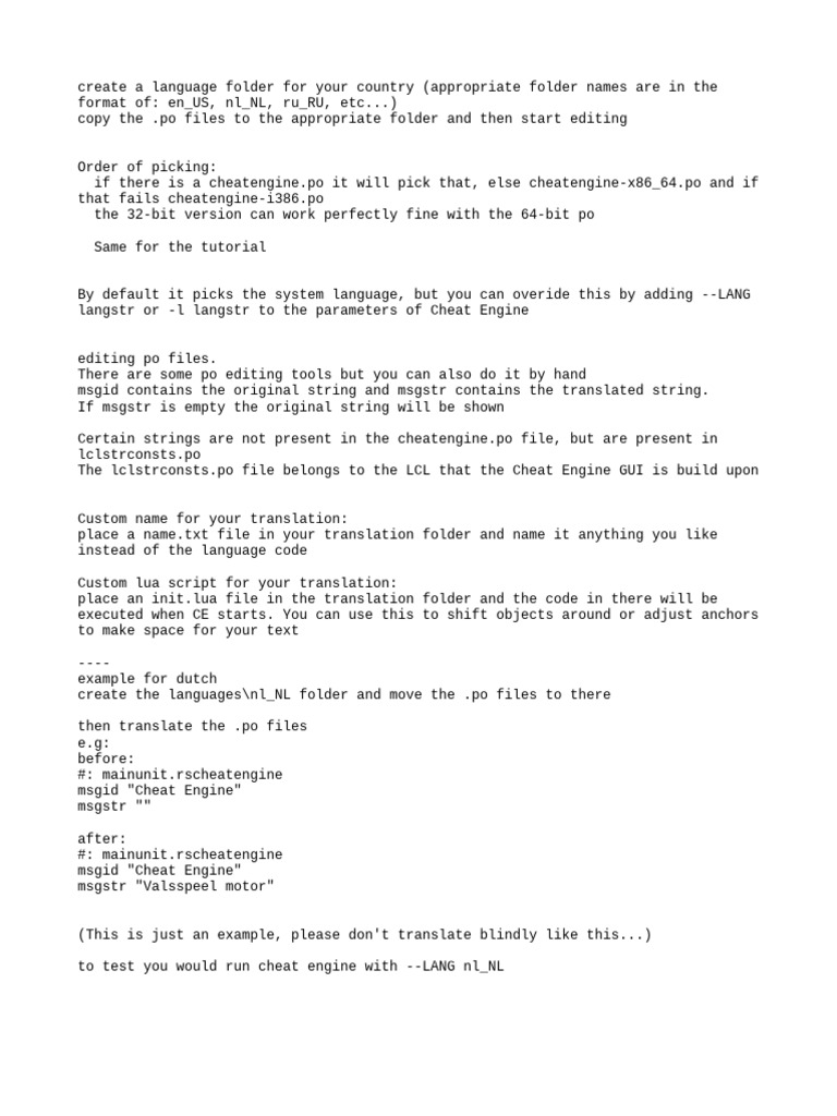 Cheat Engine Language Translation Guide | PDF | Technology & Engineering