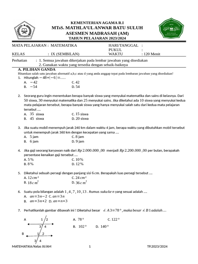 AM MTK 35 SOAL | PDF