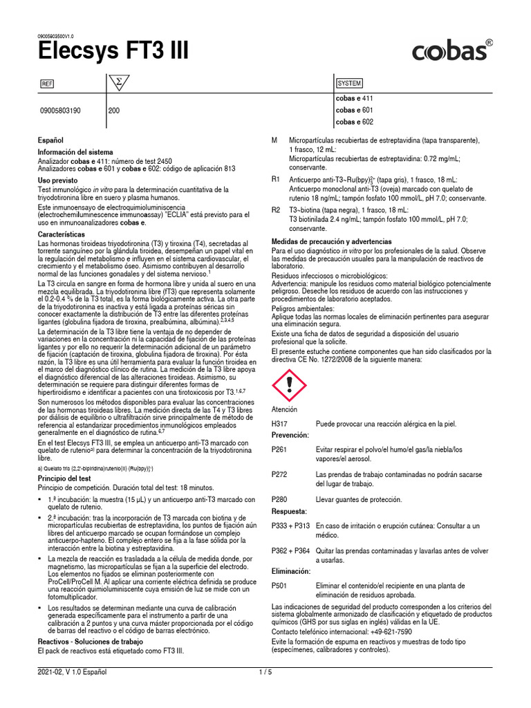 Elecsys FT3 III.09005803500.V1.es | PDF
