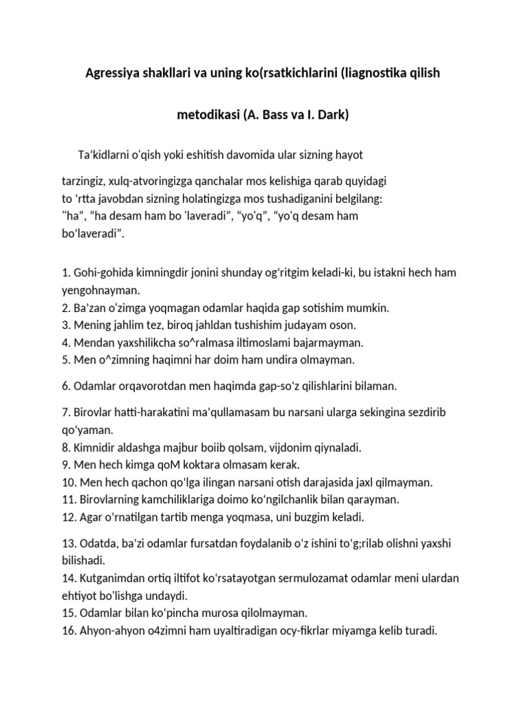 Agressiya Amaliy Komila | PDF