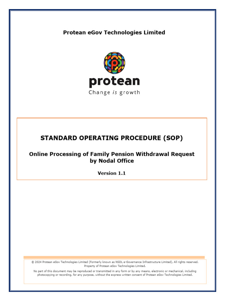 SOP on Online Processing of Family Pension Withdrawal request by Nodal Office | PDF | Pension