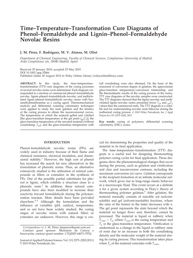 TTT Cure Diagrams of Novolac Resins | PDF | Differential Scanning ...