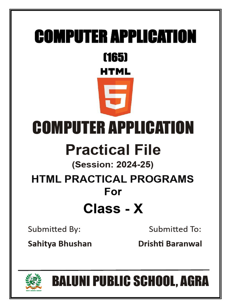 Class X HTML Practical Guide | PDF | Html Element | Html