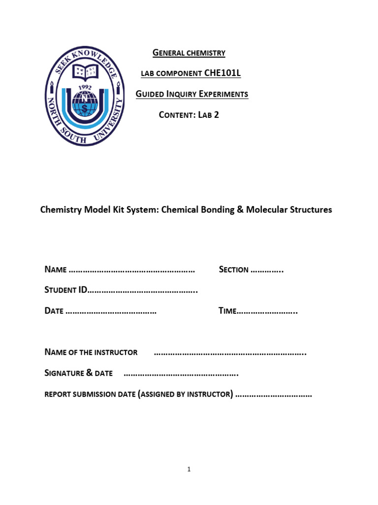 Lab 2 - Chemistry Model Kit System - Chemical Bonding & Molecular ...