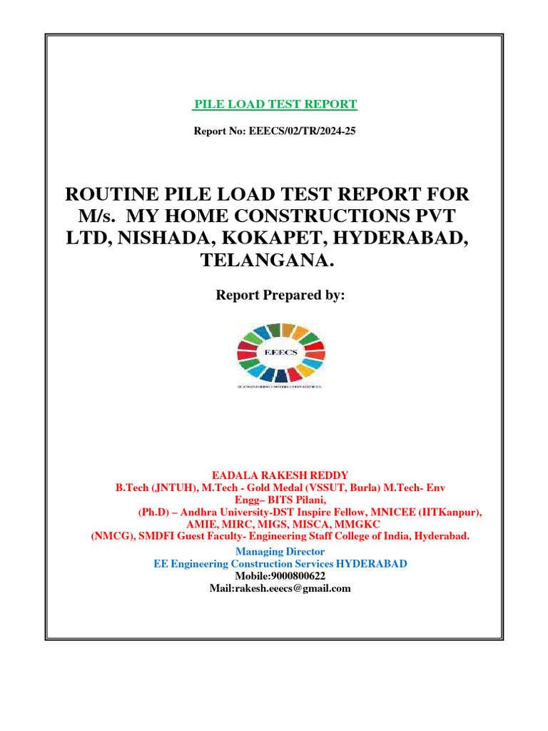Nishada - Pile Load Test Report. | PDF | Deep Foundation