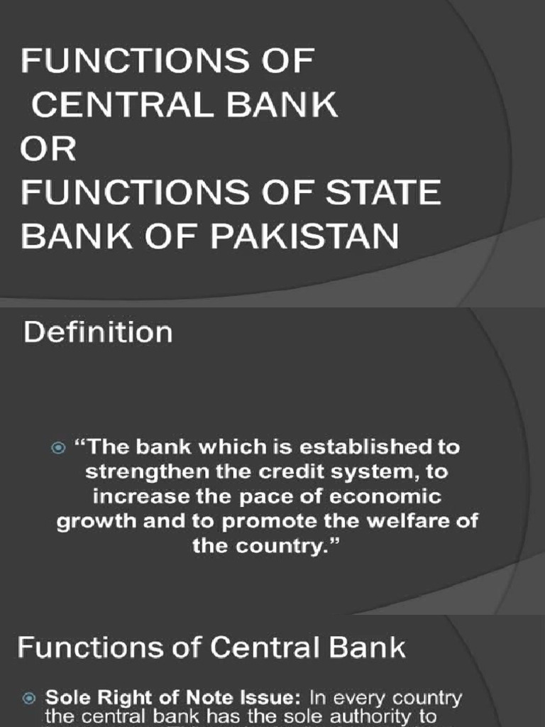 Central Bank and Its Functions CHP | PDF