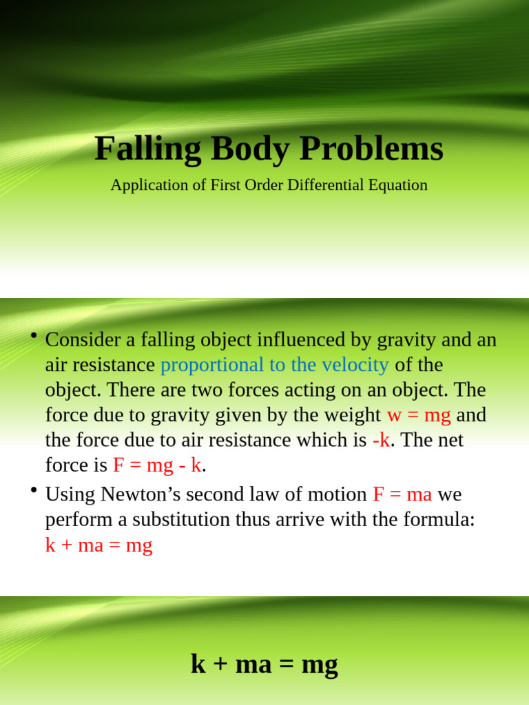 Falling Body Problems | PDF | Force | Mass