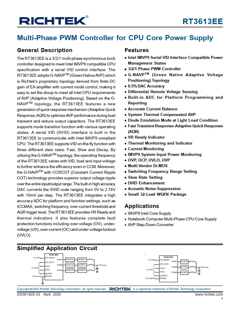 RT3613EEGQW | PDF | Amplifier | Mosfet
