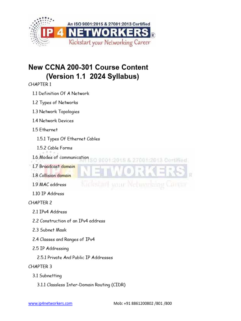 CCNA 200 301 v1.1 IP4NETWORKERS | PDF | Wireless Lan | Ip Address