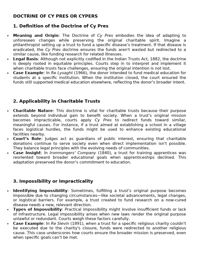 Understanding the Cy Pres Doctrine | PDF | English Trust Law | Justice