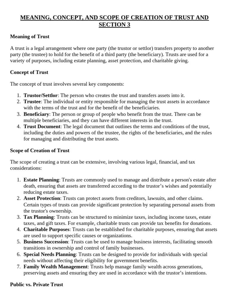 Understanding Trusts: Types and Purposes | PDF | Estate Planning ...