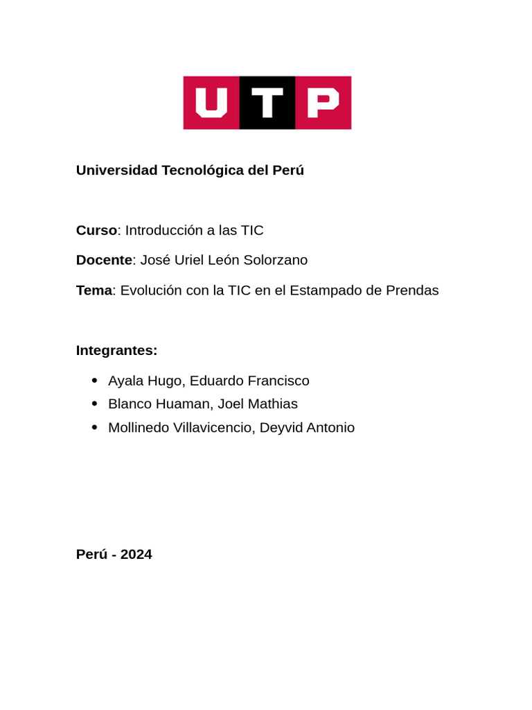 Informe Final TIC | PDF | Impresión | Textiles