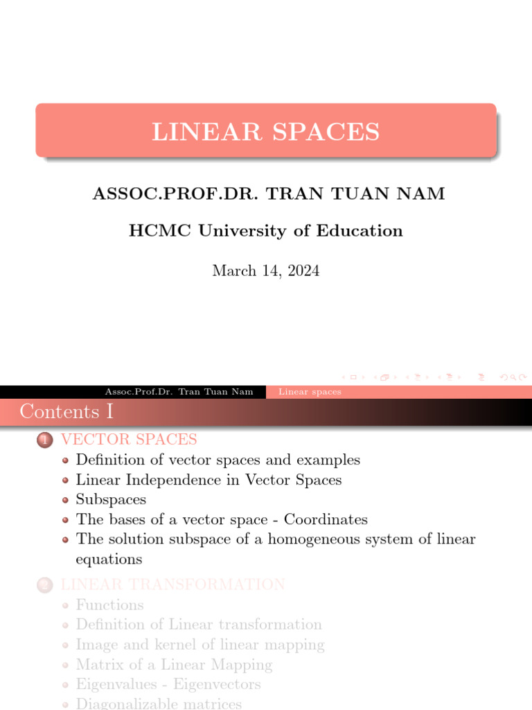 Understanding Linear Spaces and Transformations | PDF | Linear Map ...