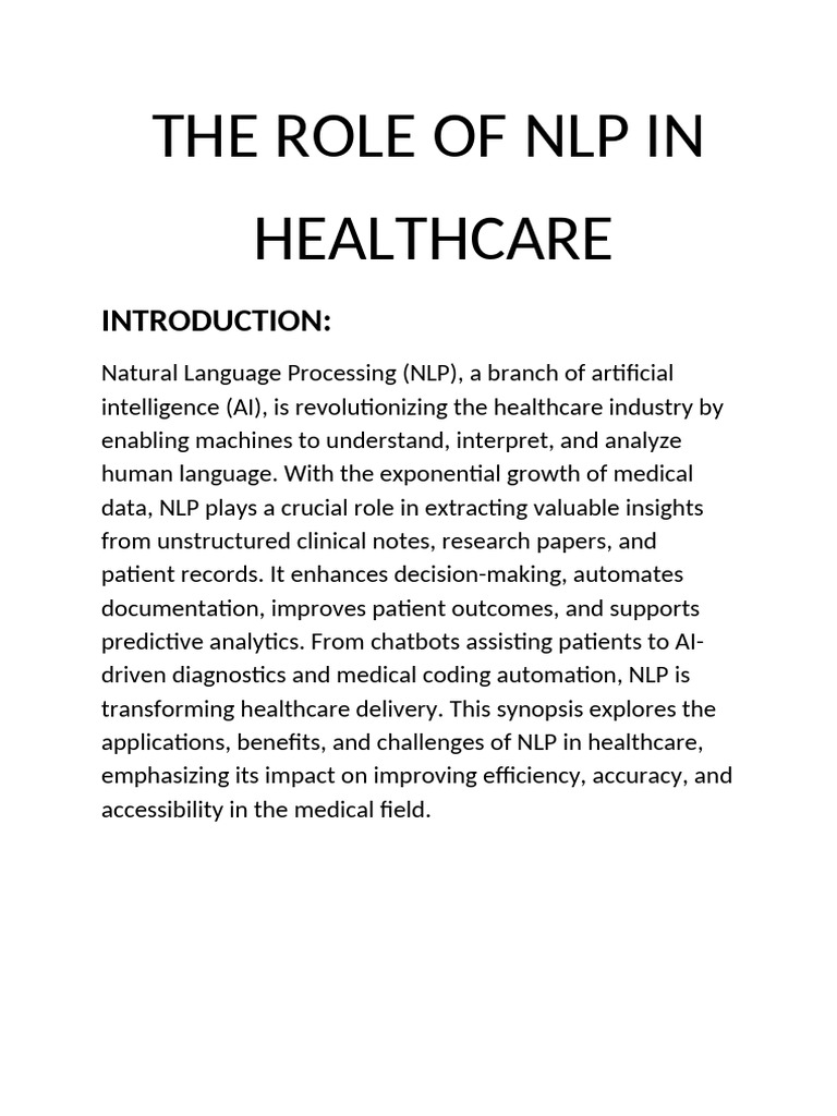 NLP's Impact on Healthcare Efficiency | PDF