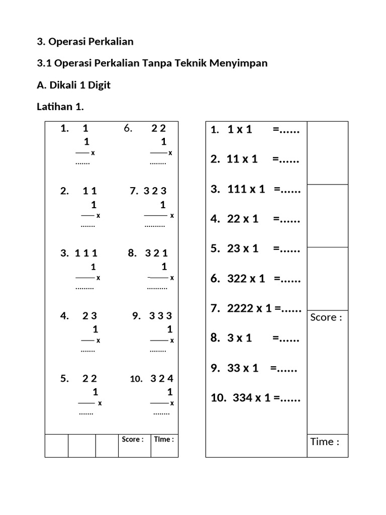 Operasi Perkalian | PDF