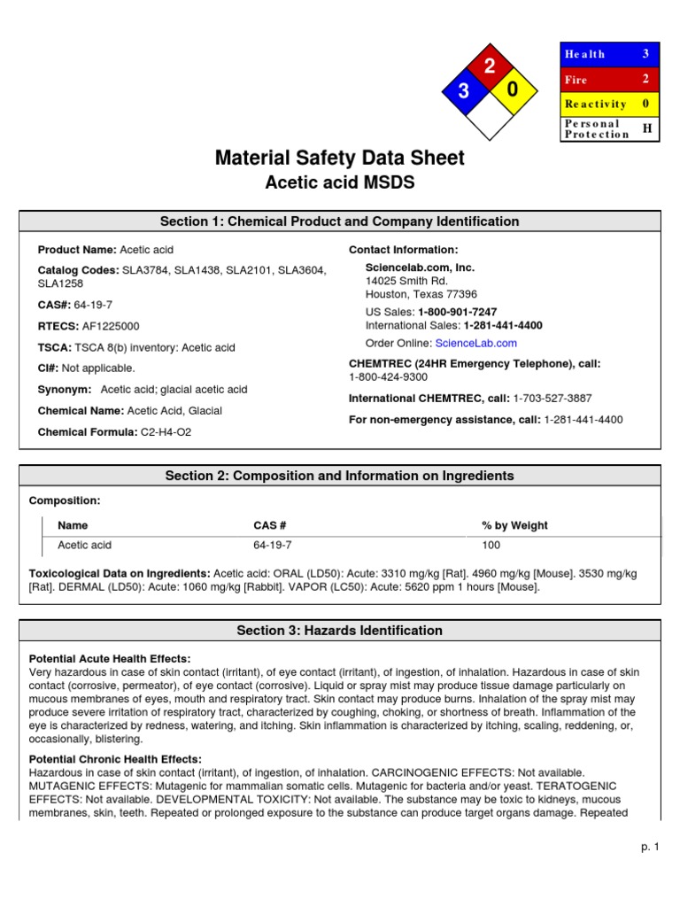 Msds ASAM ASETAT | Flammability | Toxicity