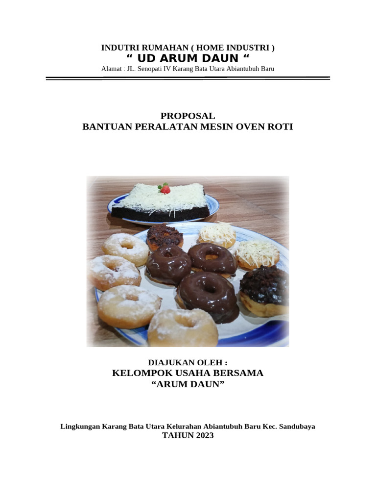 Proposal Bantuan Mesin Oven Roti | PDF