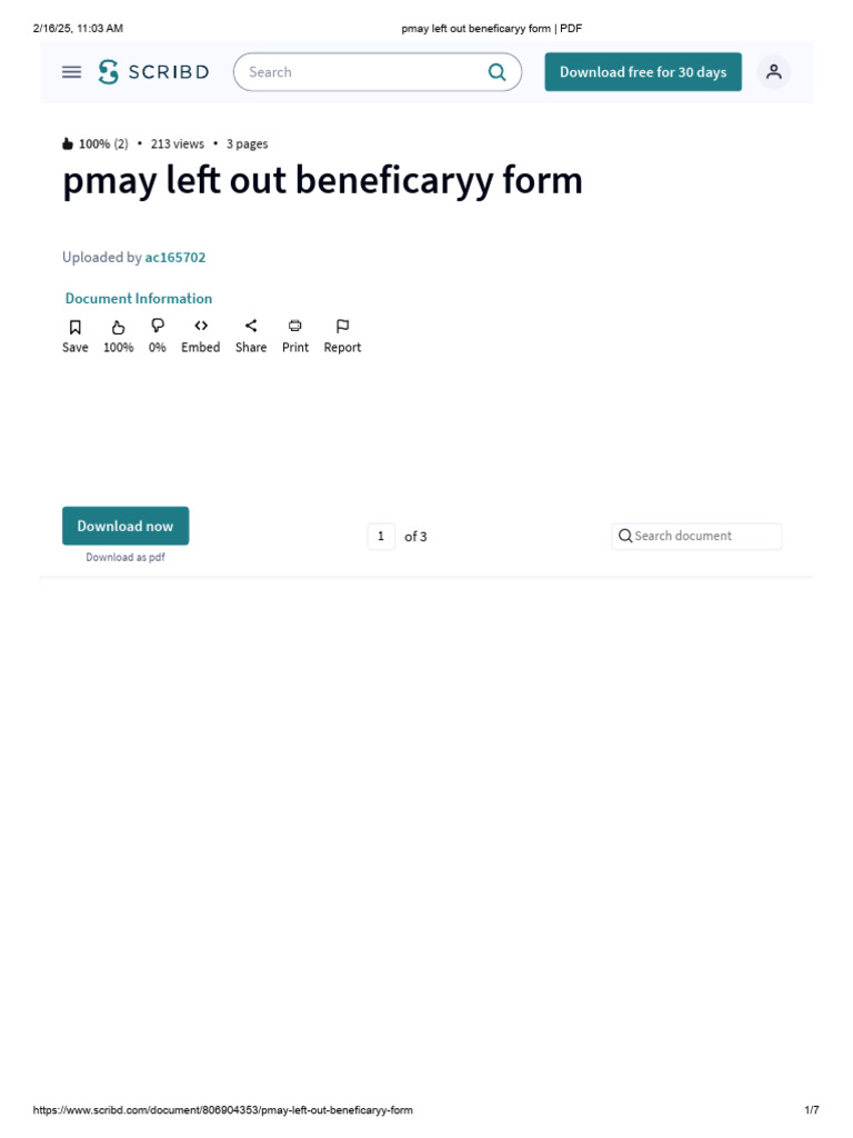 PMAY Left Out Beneficiary Form PDF | PDF | Scribd | Websites
