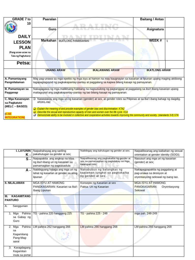 AP10 DLP Q3 Week1 | PDF