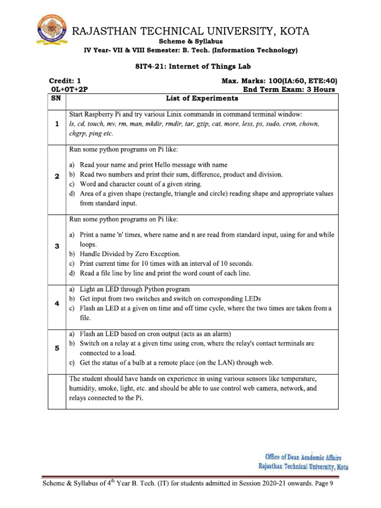 IOT Lab syllabus | PDF