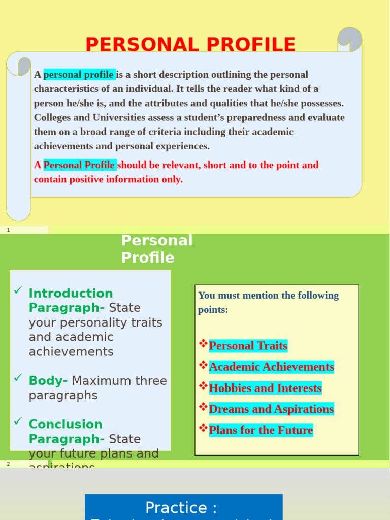 Grade Xi- Personal Profile | PDF
