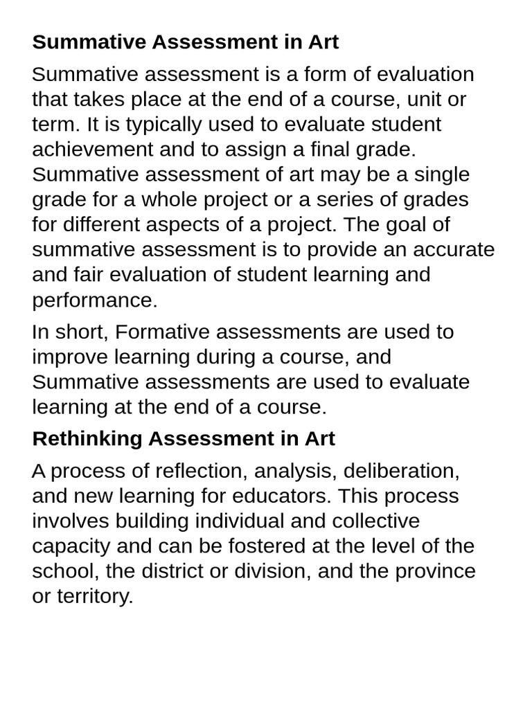 Summative Assessment in Art | PDF