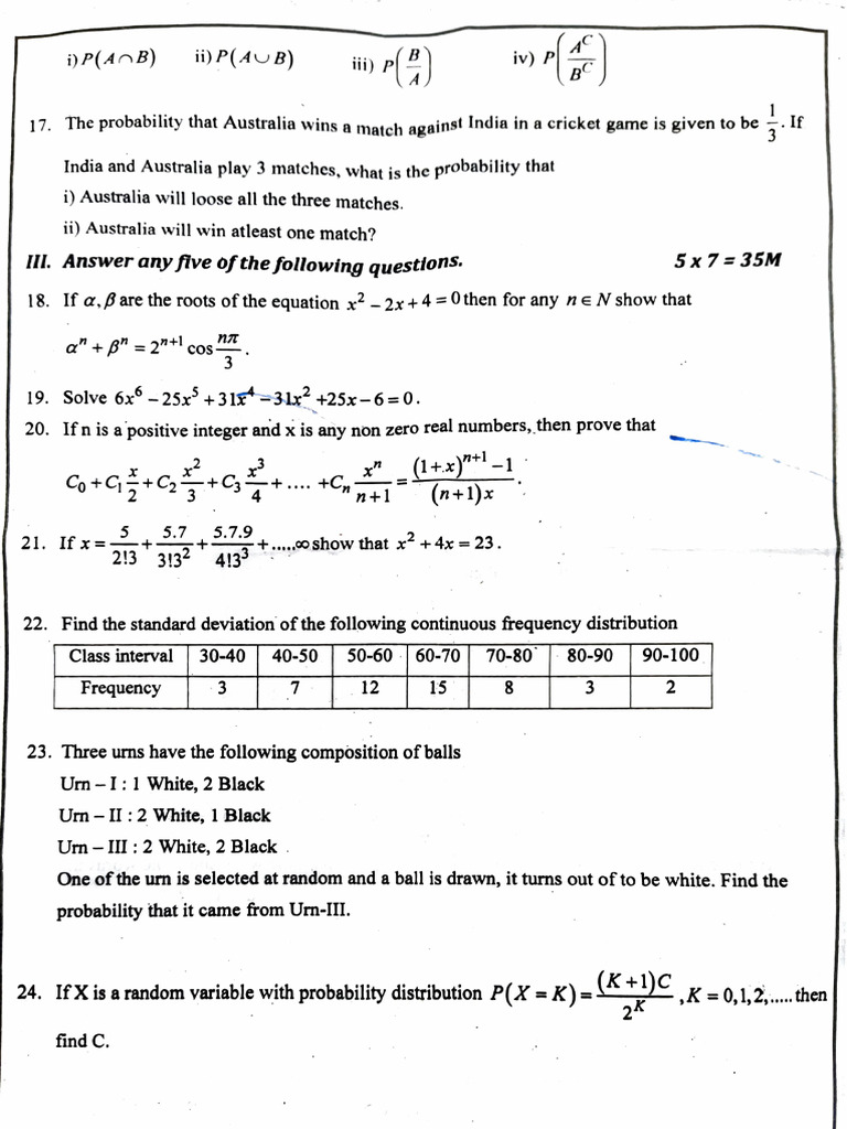 04.02.2025 Maths 2A Pre Final Paper | PDF